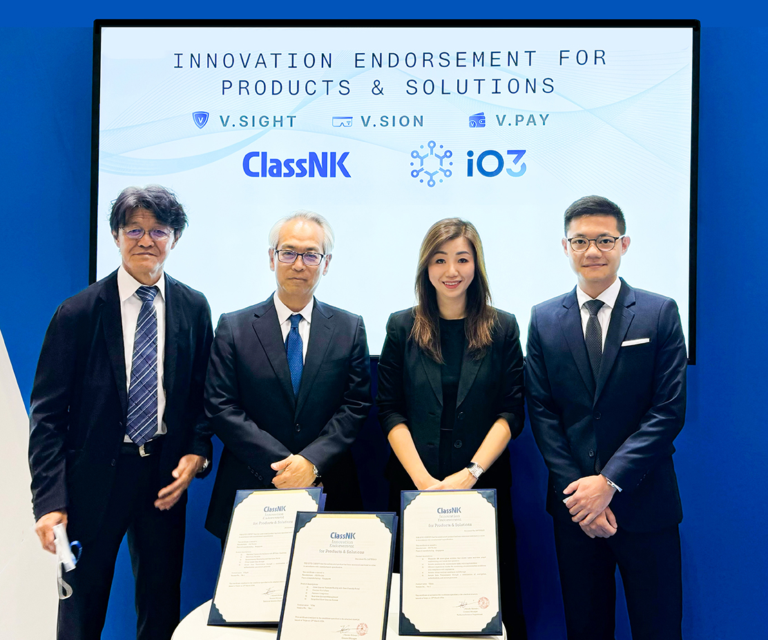 iO3 ACHIEVES INNOVATION ENDORSEMENT FROM ClassNK FOR V.SUITE DIGITAL SOLUTIONS - io3